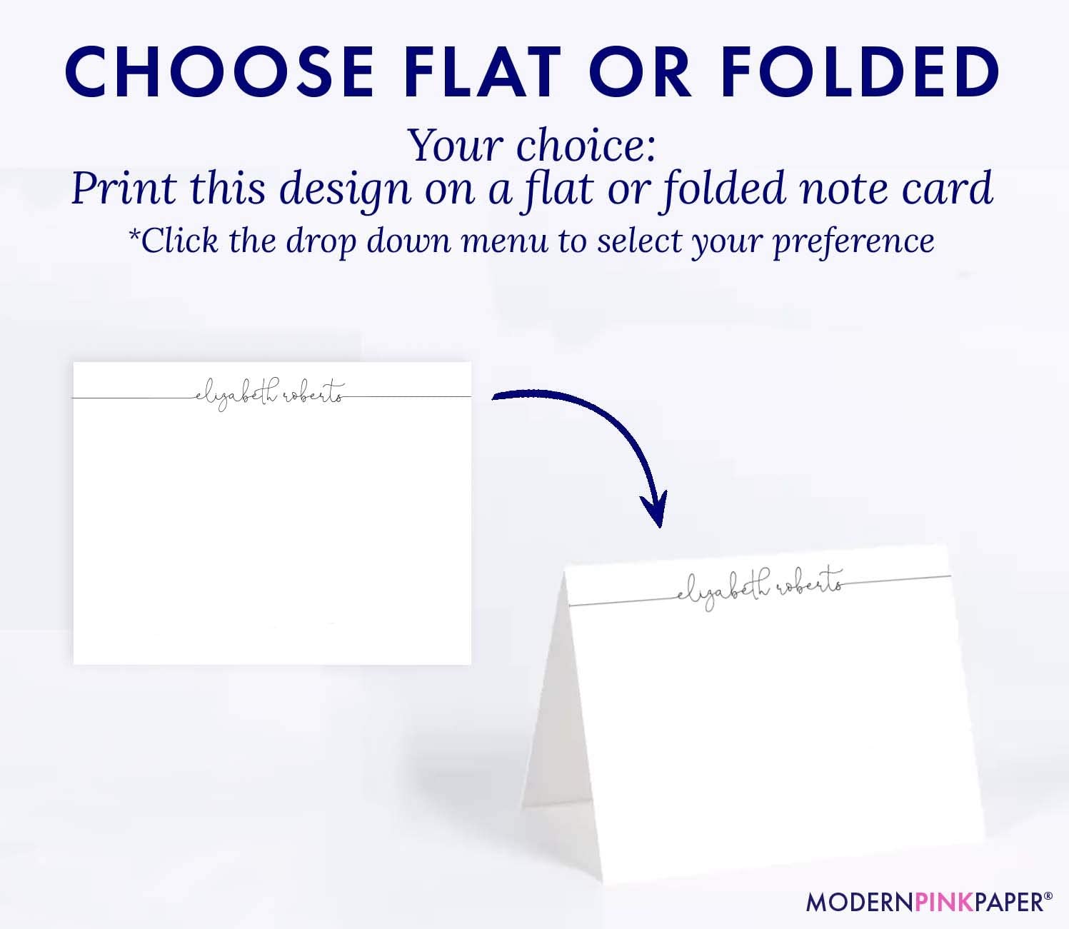 Personalized Stationery for Women, Modern Stationary for Women, FLAT OR FOLDED Note Cards with Envelopes, Your Choice of Colors and Quantity