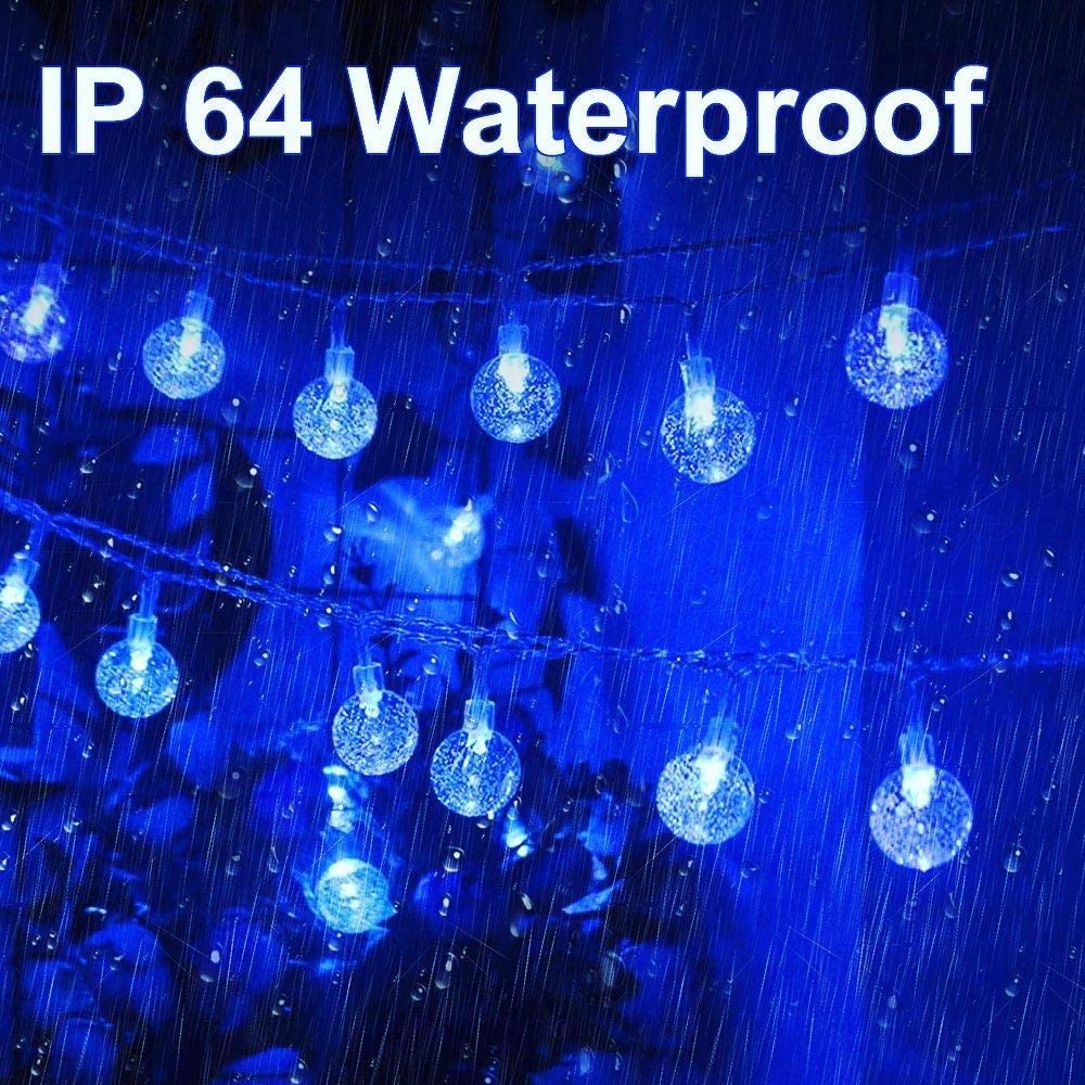 QUTTUP Blue String Lights 26ft 50 LED Indoor Outdoor, Plug in Fairy String Lights Clear Wire, 8 Modes Waterproof Christmas Tree Lights for Xmas Tree Party Bedroom Room Wall Decoration