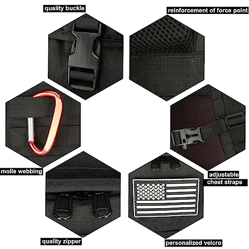 W WINTMING 45L Hiking Backpack Camping Rucksack Molle Military Backpack for Outdoor Traveling (Black)
