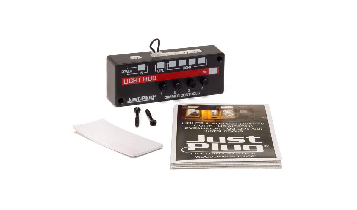 Woodland Scenics Just Plug Lighting System, Light Hub, Expansion Hub, and Power Supply with MYD Curved Tweezers