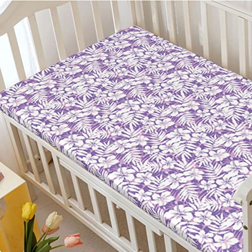 Purple Themed Fitted Mini Crib Sheets,Portable Mini Crib Sheets Ultra Soft Material-Great for Boy or Girl Room or Nursery,24β x38β,Lilac White Blue Violet