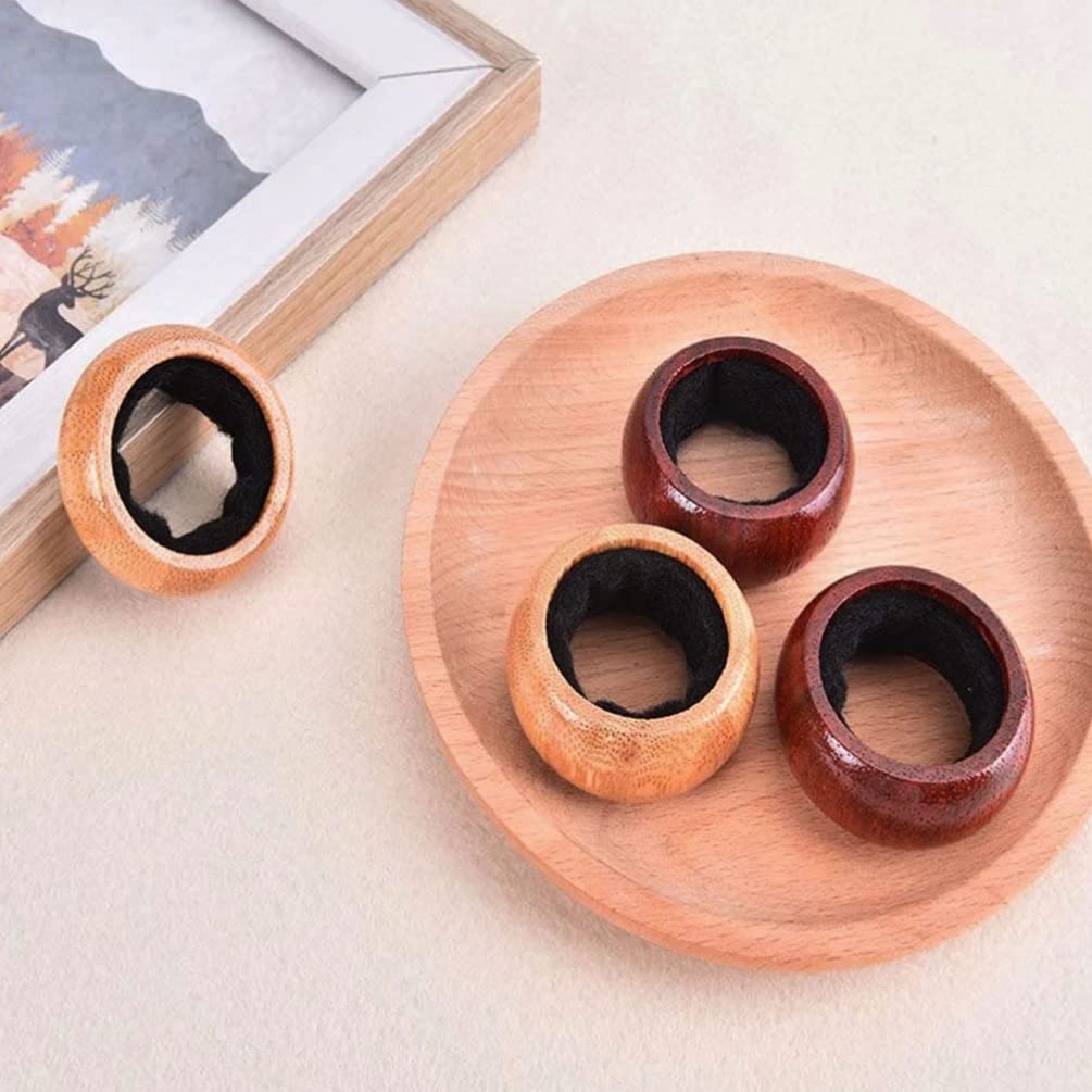 Luxshiny 4Pcs Wine Bottle Collar Wood Wine Drip Ring Wine Bottle Neck Catcher Reusable Bottle Stopper Wine Accessories for Restaurant Home Bar Brown