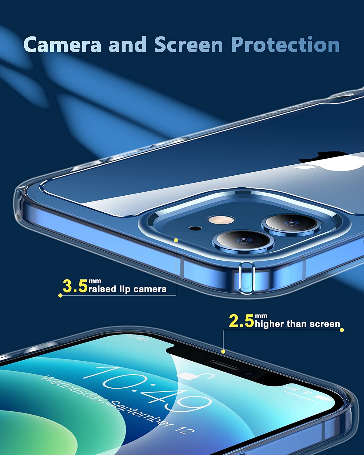 Humixx Steel Traveler Series for iPhone 12 Case, iPhone 12 Pro Case [Military Grade Drop Armor Material] Anti-Drop Protective Phone Case with Soft Bumper, Slim Crystal Clear Cover 6.1 Inch