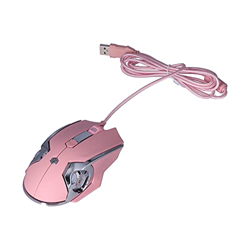 Pink Keyboard and Mouse Set, 104 Keys Mechanical Keyboard with 22 Lighting Effects, Ergonomic High Sensitivity Keyboard and Mouse Combo for Gaming, PC