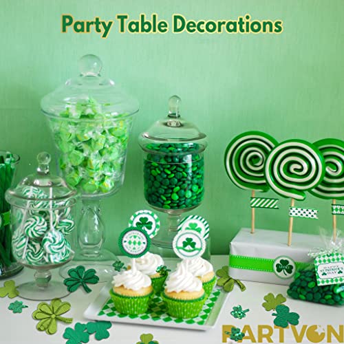 St Patricks Day Table Decorations Confetti | Shamrock Foil Glitter Confetti Lucky Irish Clover Party Confetti for St Patricks Party Birthday Baby Shower Decorations