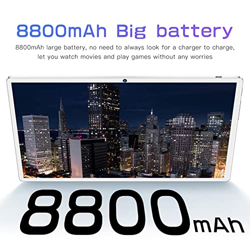 PUSOKEI 10.1in Tablet PC for Android,5G WiFi Calling Tablet for Android 12,6GB 128GB Memory 1080P HD MT6592 10 Cores Tablet,Bluetooth 5.0,Dual Band WiFi,GPS(Silver)