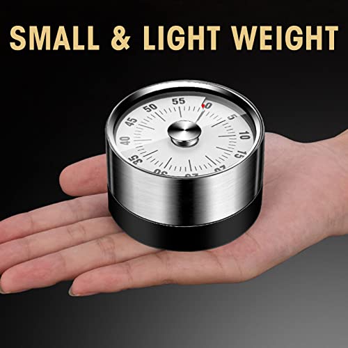 PMYEK Visual Timer-60-Minutes Mechanical Timer for Kitchen and Kids, Classroom Timer, Time Management Tool with Loud Alarm Sound & Stainless Steel for Teaching, Study, Exercise, Baking, Cooking, Frame