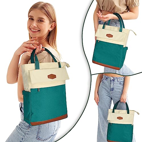 Women Backpack With Laptop Compartments & Tote Bag, 15.6Inch Waterproof Canvas Laptop Bookbag with Top Wide Open, Teacher/Nurse Computer Backpack Purse, College Work Travel Rucksack for Daily use
