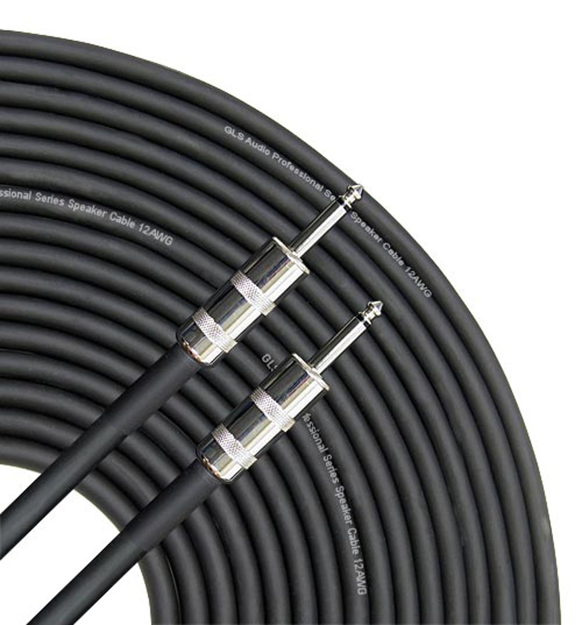 GLS Audio Speaker Cable 1/4" to 1/4" - 12 AWG Professional Bass/Guitar Speaker Cable for Amp - Black, 12 Ft.