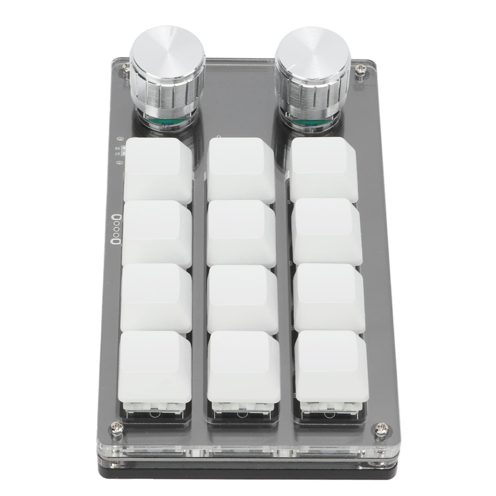 Mini 12 Key Keypad Mechanical Keyboard, RGB Multifunction DIY Programmable Keypad, One Handed Macro Mechanical with Adjustment Knob for Office Gaming Lab(White)