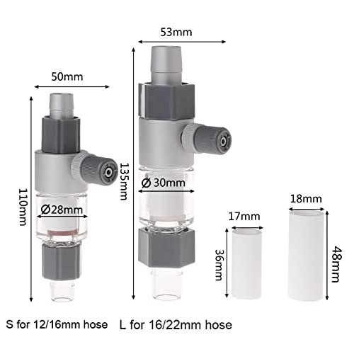 QANVEE Inline CO2 Atomizer Diffuser Aquarium Planted Tanks Aquascape (M2 (16/22MM))