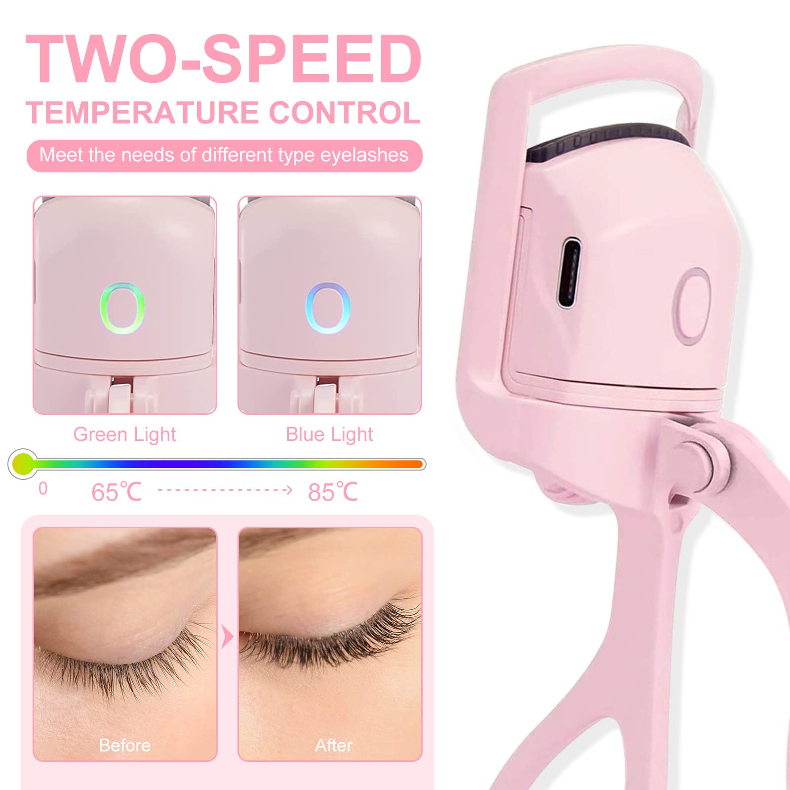 SIKOT Heated Eyelash Curler, Electric Eye Lash Curler, 2 Modes Heated Quickly, Easy to Curl, Natural and Lasting Eyelashes, Saving Makeup Time, Rizador de PestaƱas Electrico, White,1 Count