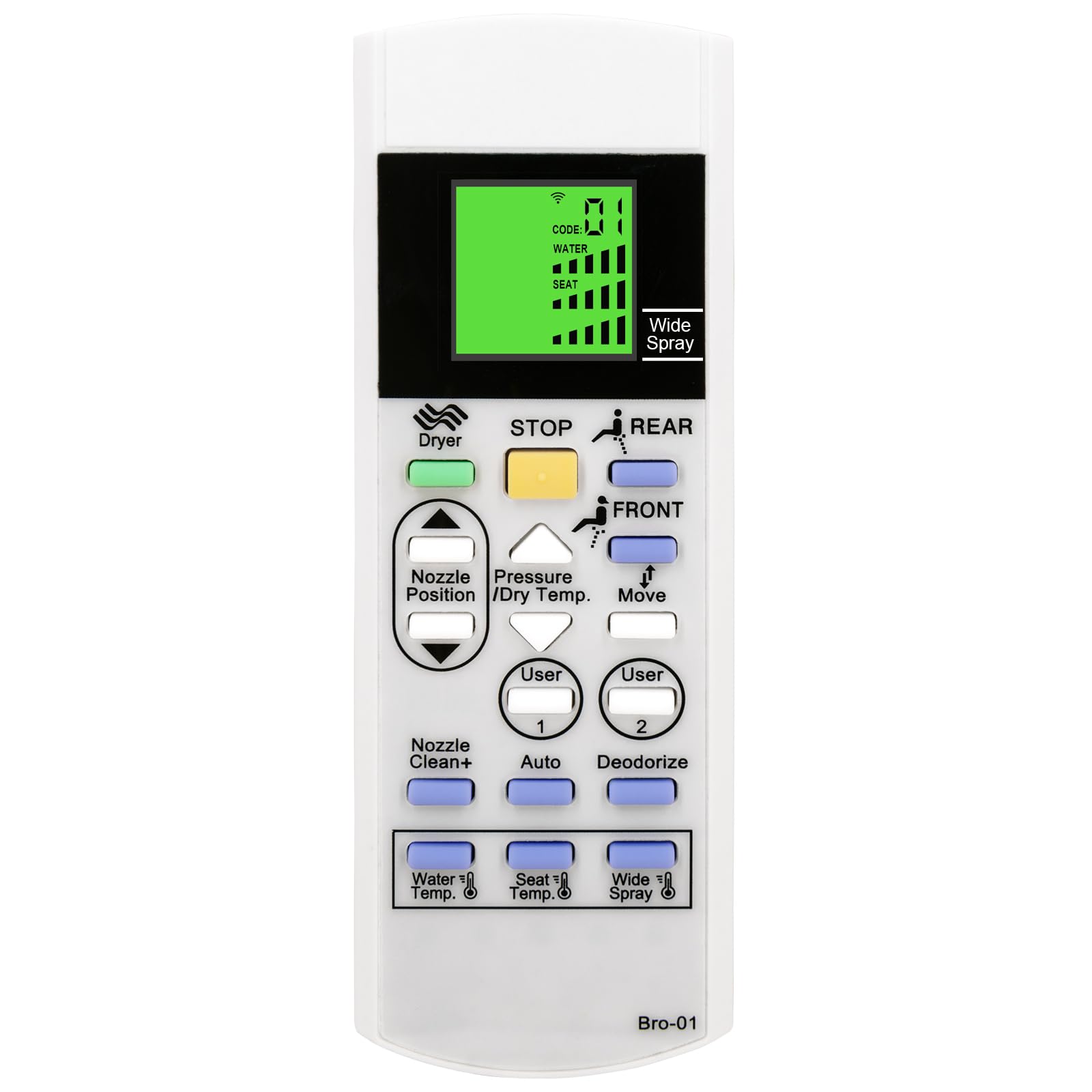 XIVUE Replacement Remote Control for Brondell Bidet Toilet Seat Swash S1200 (Also Work with S1400 S1000 S900 S300 CL825) with Mounting Bracket, White, B620240102B05(Bro-01_zhijia)