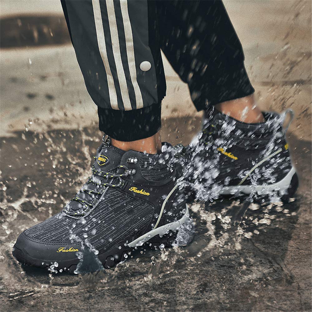 Govicta Premium Waterproof Work Boots for Men Men's Winter Hiking Ankle Boots Casual Trekking Lace-up Shoes Grey Size 10