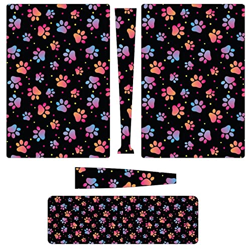 Paw Print Pattern Animal Footprint Full Protective Skin Cover Design Wrap Decal Sticker Compatible with PS5 Digital Edition Console and Controller