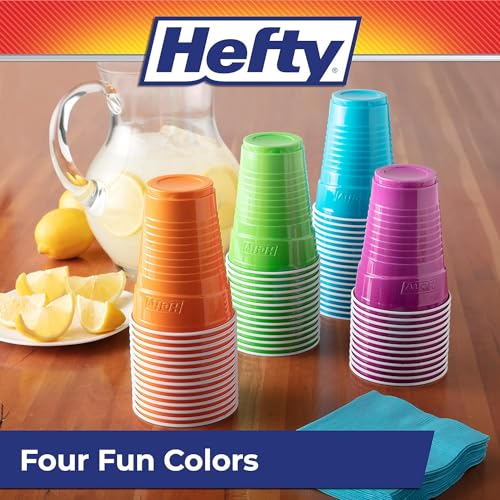 Hefty TKctPv Plastic Party Cups, Assorted Colors, 16 Ounce, 100 Count