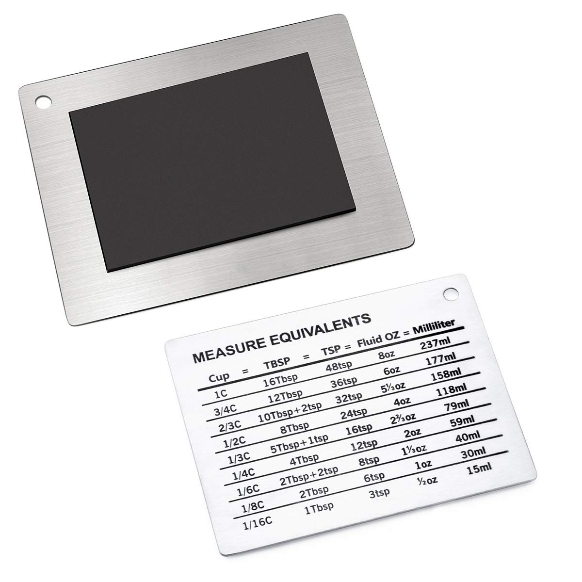 Magnetic Kitchen Conversion Chart Endurance Stainless Steel Refrigerator Magnet Magnetic Kitchen Measurement Conversion Chart for Cups Tablespoons Teaspoons Fluid Oz Milliliters
