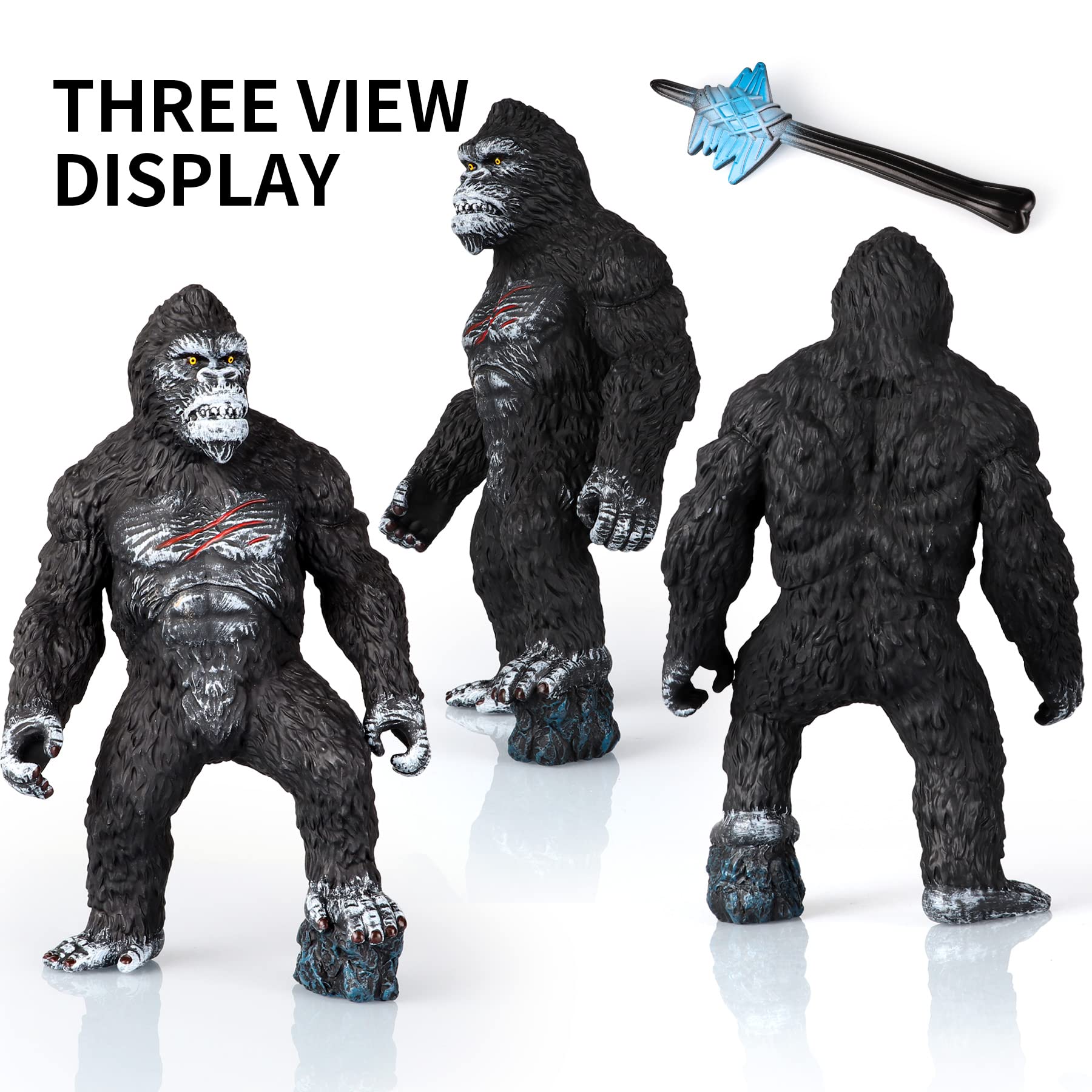 Happy dream King Kong Gorilla Realistic Action Figure Toy Movie 2021 Detachable Tomahawk Weapon Chimpanzee Simulation Model Collection Decoration Gift
