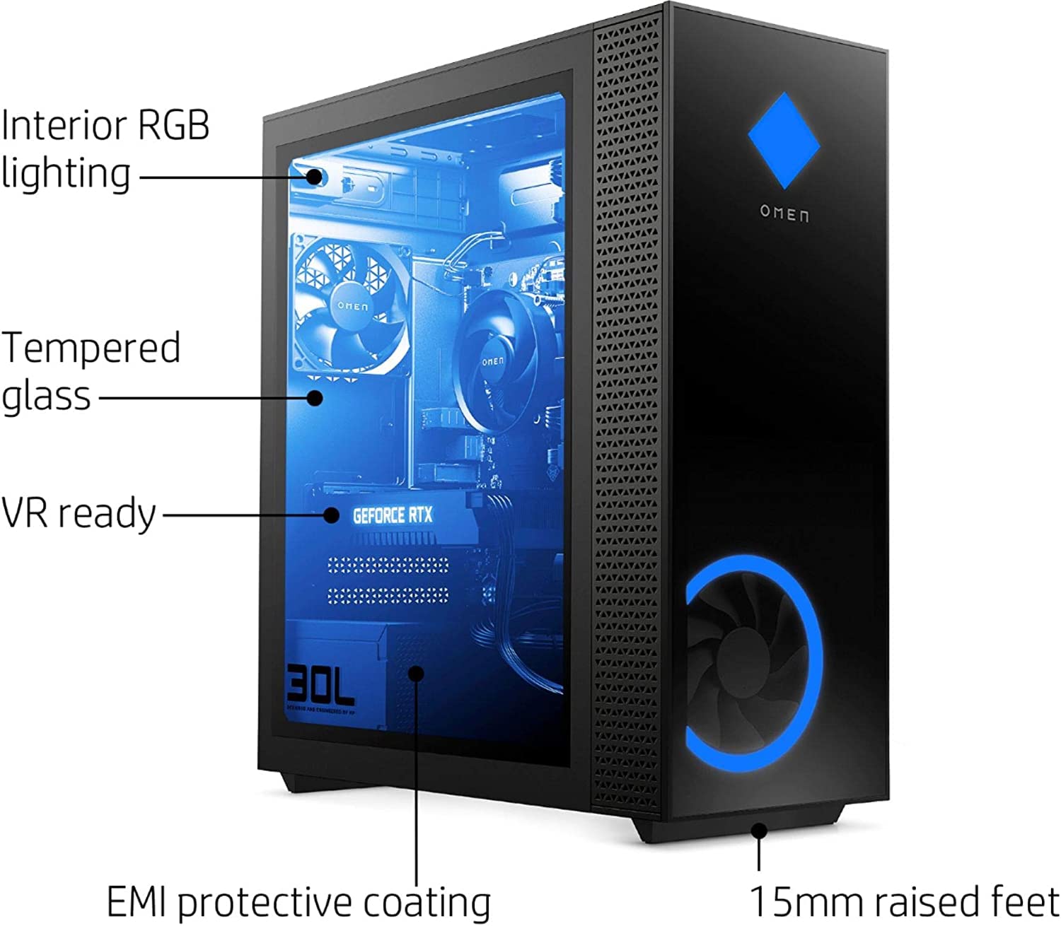HP Omen 30L GT13 Gaming Desktop, AMD Ryzen 5 5600X Processor, GeForce RTX 3060 Graphics, 32GB DDR4-3200 RGB SDRAM, 1TB PCIe SSD+2TB HDD, RGB LED Lighting, Wi-Fi 6, 800W Power Supply, Win10 Home