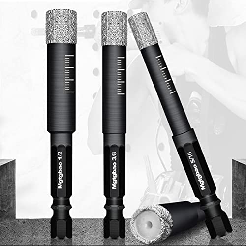 Mgtgbao 10pc 3/16” Dry Diamond Drill Bits Set,10PCS 5mm Hex Shank Core Drill Bit Brazed with Cooling Wax for Porcelain Tile Ceramic Concrete Granite Marble Hard Materials (not for Wood).