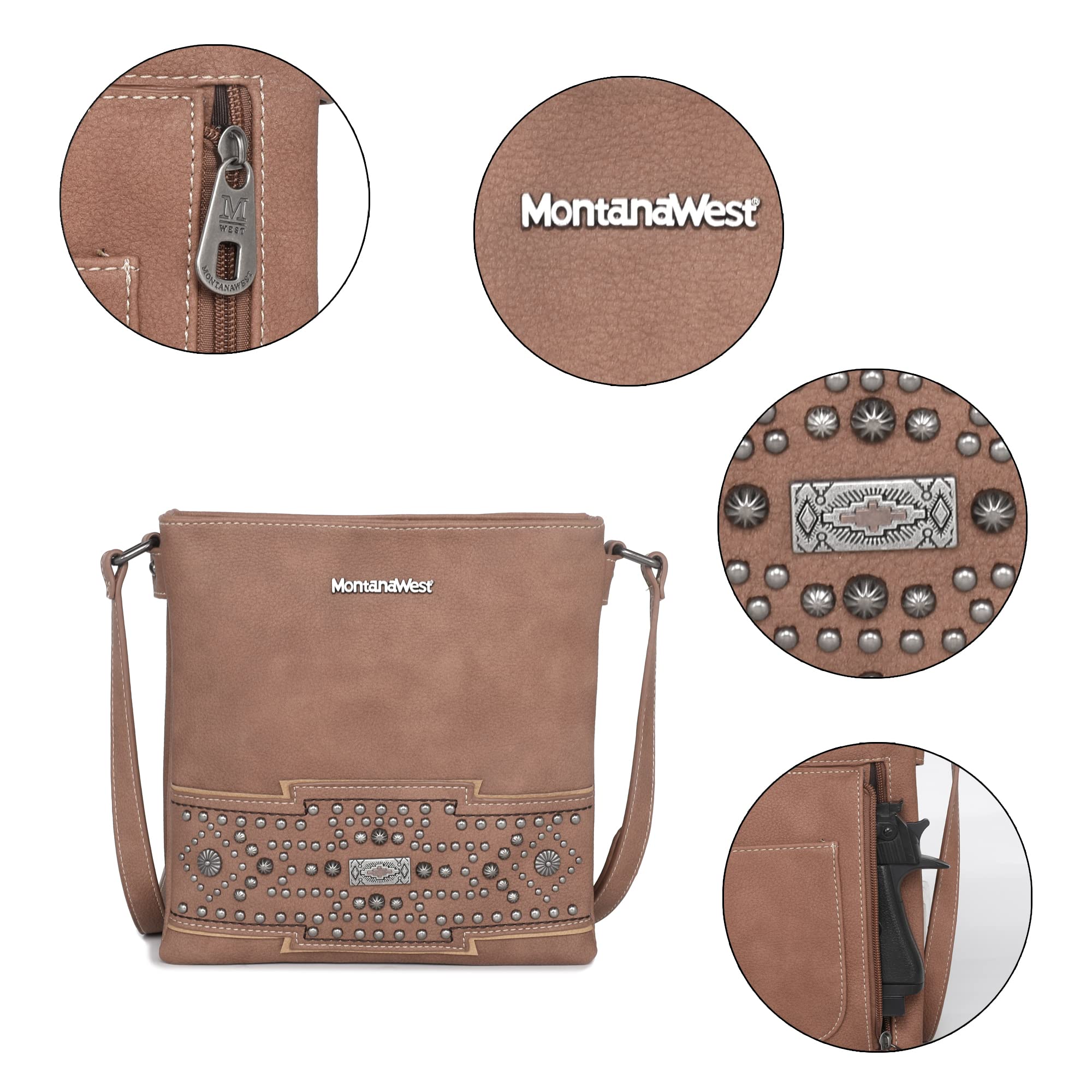 Montana West Leather Concealed Carry Crossbody Bag Western Purses for Women MW1113G-9360BR