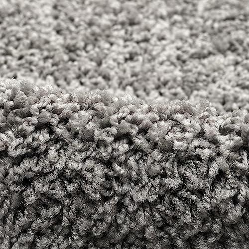 tchdio Grey Shag Rug - High Pile Area Rug for Bedroom & Sound Absorption - Soft & Thick Grey Area Rug 5x8 Feet - Solid Shag Carpet & Gray Rug 5x8