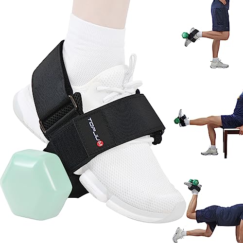TOPJUM Dumbbell Foot Attachment, Tibialis Trainer, Adjustable Ankle Weights, Ankle Straps for Weight Lifting, Leg Workouts at Home for Hip Flexors, Shin Splint, Hamstring Curls, Leg extensions, Home Gym Equipment (Single)