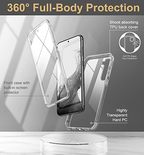 SURITCH for Samsung Galaxy S23+ Plus Clear Case 6.6" (Only), [Built-in Screen Protector] Full Body Protective Hard Shell+Soft TPU Phone Case for Samsung S23 Plus -(Full Clear)