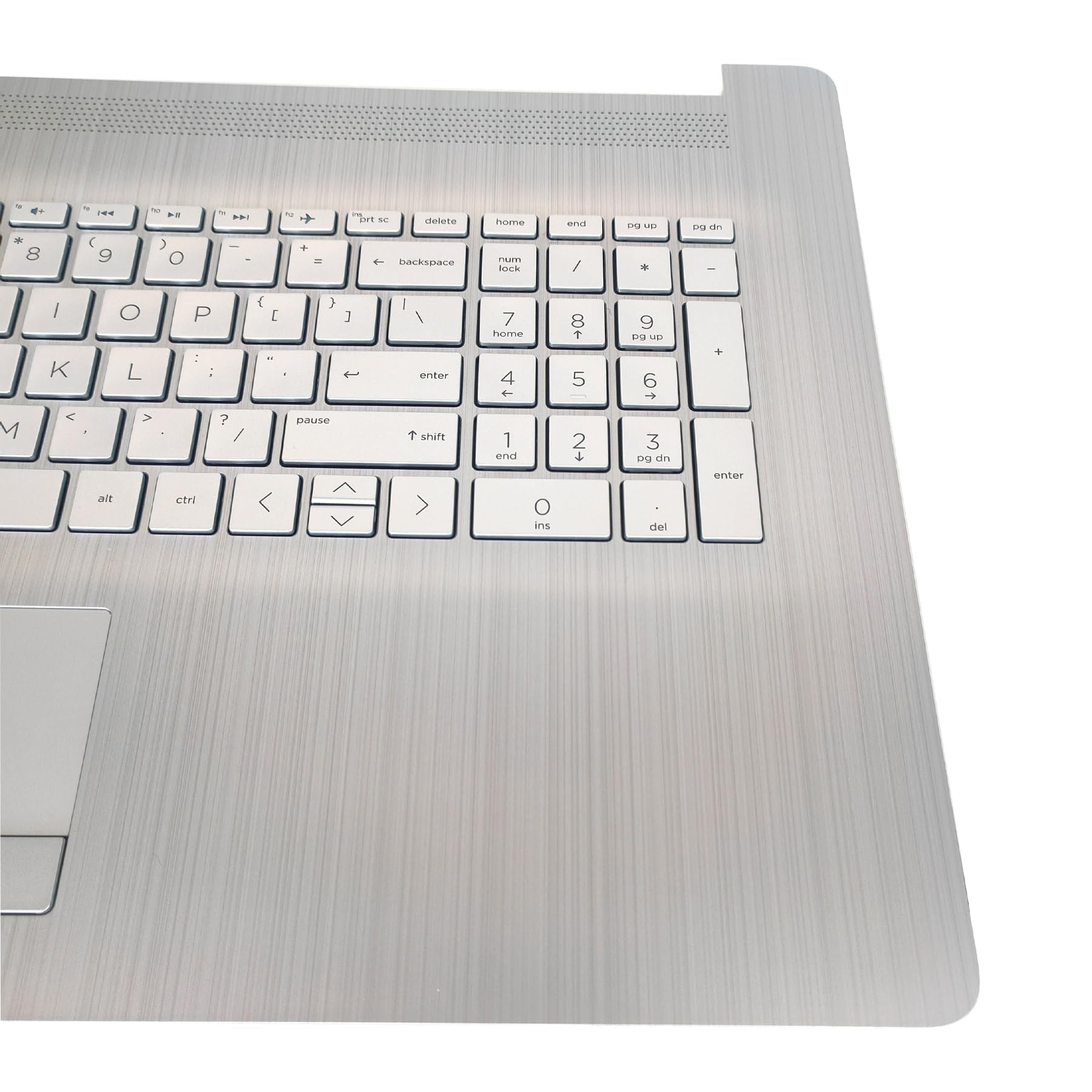 Replacement Upper Case Palmrest for HP 17-by 17T-by 17-CA 17Z-CA 17t-by400 17-by0026cy 17z-ca300 Series Laptop Backlight Keyboard Assembly with ODD Touchpad L92783-001 Natural Silver