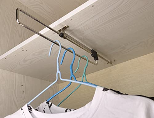 Pull Out Closet Autuwintor Pull-Out Closet Valet Rod Adjustable Wardrobe Clothing Rail Side with Mounting Screw Cold Rolled Steel Black Silver Wardrobe Closet Hangers,Retractable 12-Inches,Quantity-2