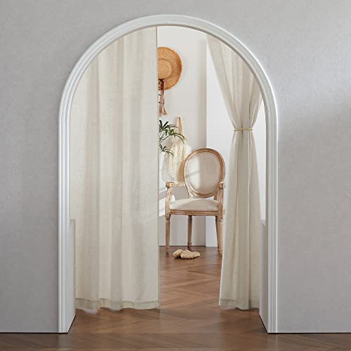 RYB HOME Semi Sheer Curtains 84 inches Long 2 Panels Set, Soft Linen Blend Sheer Privacy Curtains Soften Sunlight Drapes for Farmhouse Living Room Bedroom Patio Dining, W 52 x L 84 inch, Linen