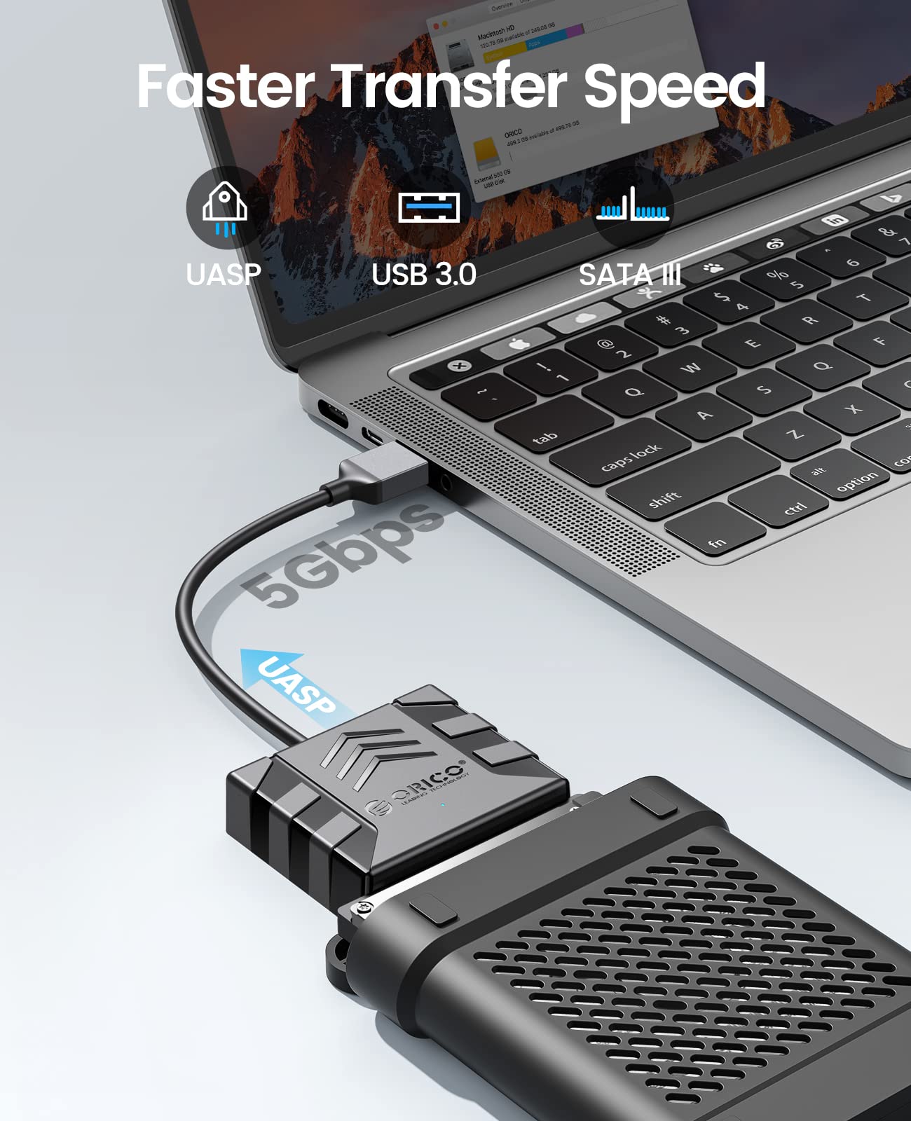 ORICO 2.5inch Hard Drive Enclosure SATA to USB Cable, USB 3.0 to SATA III Cable for 2.5 inch HDD/SSD Hard Drive Support UASP with 2.5'' Silicone Case(S1-3AB-05)