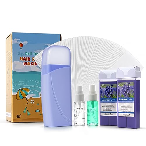 Roll On Wax, Waxing Kit Roll On, Roll On Wax Kit, Waxing kit for Women Hair Removal, Beth lee Soft Lavender Wax Roller Cartridge Refill & 100 pcs Wax Strips Wax Kit for Roll On Wax Warmer Suitable for Arms,Legs