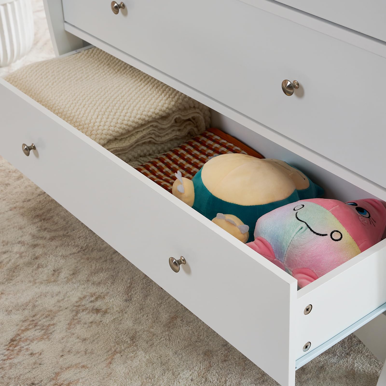 Karl home Changing Table Dresser Baby Diaper Changing Station Infant Nursing Table with 3 Drawers, Safety Rail & Strap for Bedroom, Nursery, Brown