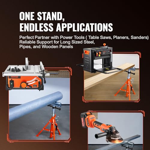 VEVOR Roller Stand, Heavy Duty 2500 LBS Load Capacity Tool Stand - 28"-52" Height Adjustable - Foldable Space-Saving Design - for Woodworking and Metalworking Long Boards, Metal Pipes or Bars