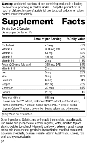 Standard Process Immuplex - Whole Food Immune Support and Antioxidant Support with Chromium, Folate, Vitamin B6, Copper, Selenium, Vitamin A - 90 Capsules