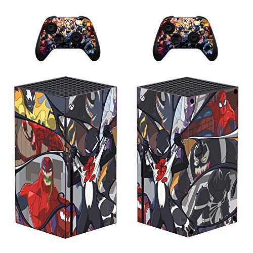 Hero Black Spider Stickers Decals Skin for X-box-One-Series X, Cover Protector Wrap Durable Full Set Protection Faceplate Console by KAJAL MANI