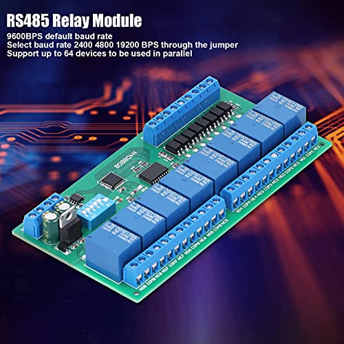 PLC Expansion Board, Relay Module 12V 6 Working Modes 9600BPS 8 Input 8 Output Durable for 64 Devices in Parallel