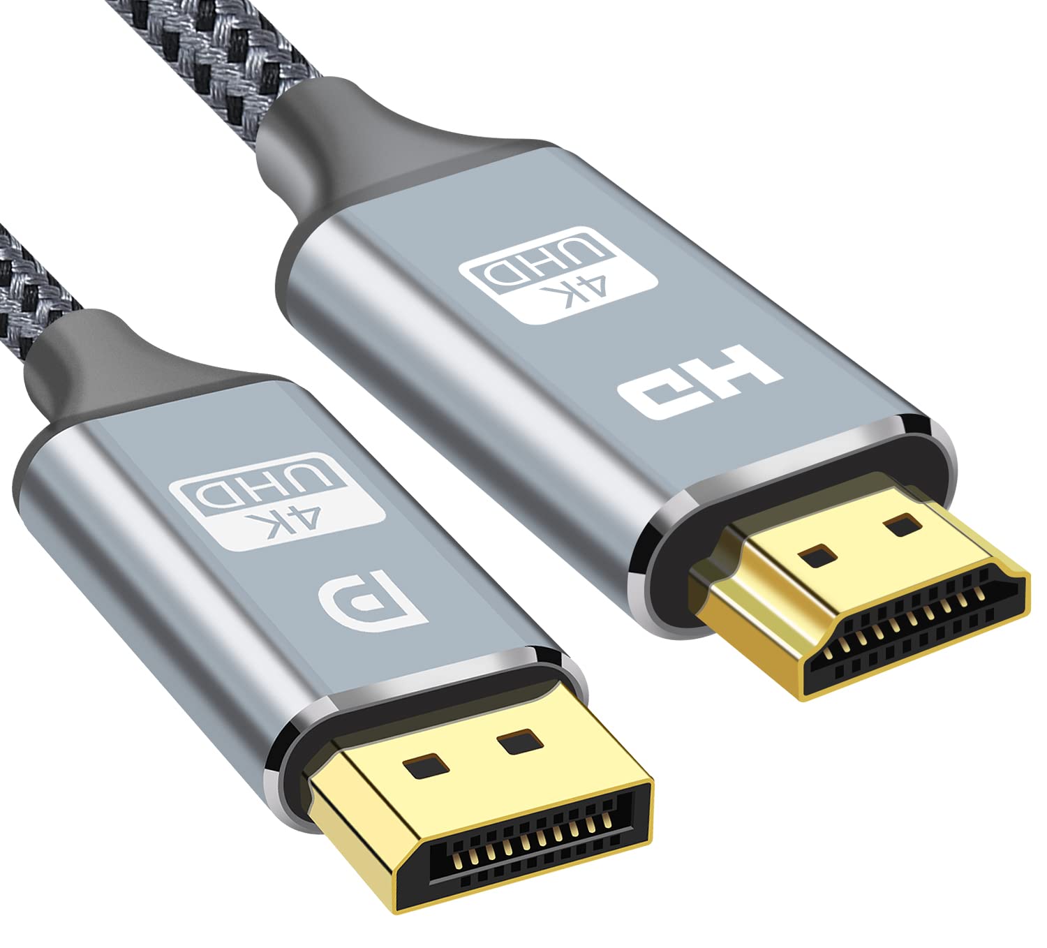 Pizucb 4K DisplayPort to HDMI Cable 6FT, High Speed Unidirectional DP to HDMI Adapter, 4K@30Hz, 2K@60Hz, 1080P Full HD Compatible with HP DELL Monitor Lenovo Projector HDTV