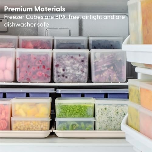 W&P Freezer Cubes | Reclaim Your Freezer With Tidy Stackable Frozen Food Containers | 64 oz | Freezer safe, BPA Free, Dishwasher Safe, Microwave Safe