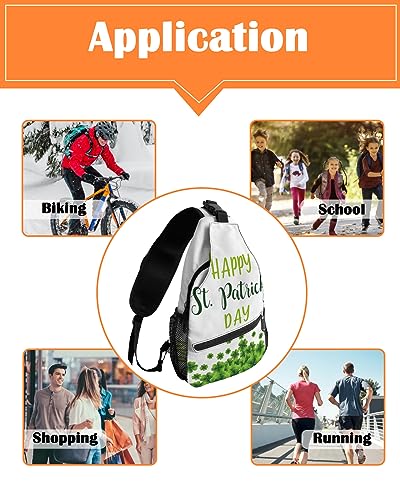 Sling Backpack, St.Patrick's Day Shamrocks Green Waterproof Lightweight Small Sling Bag, Travel Chest Bag Crossbody Shoulder Bag Hiking Daypack for Women Men