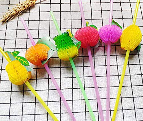 JQYXSS 50 PCS Disposable Cocktail Drinking Straws for Tropical Hawaiian Beach Cocktail Luau Birthday Party Decorations Supplies for Drinkware