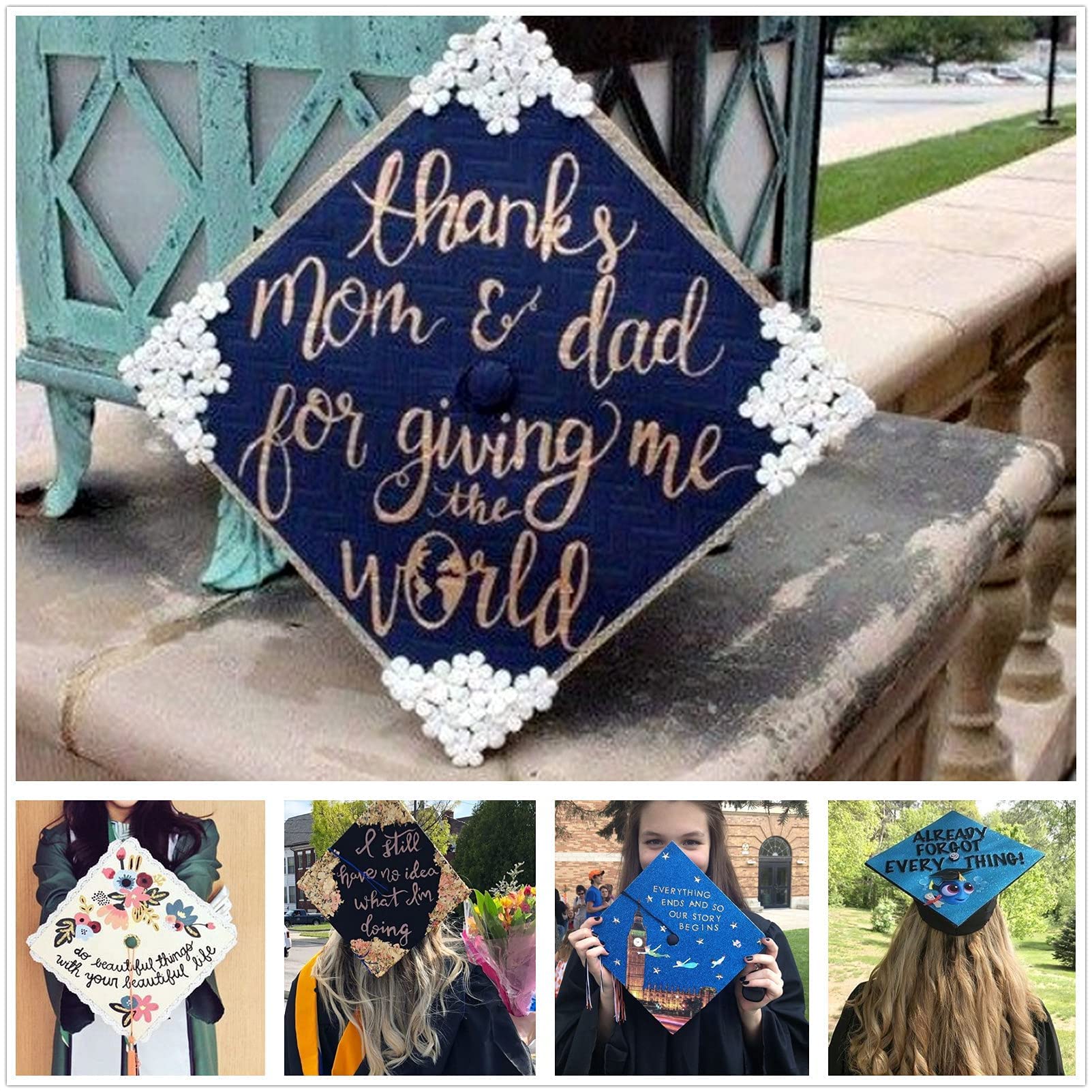 Herrenbek Matte Adult Graduation Cap with 2024 2025 Tassel Unisex Adjustable Graduation Cap Black