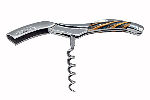 Laguiole En Aubrac Sommelier Waiter's Corkscrew, Samba Wood With Brown Veins Handle, Wine Opener With Foil Cutter & Bottle Opener, Stainless Steel Shiny Bolsters