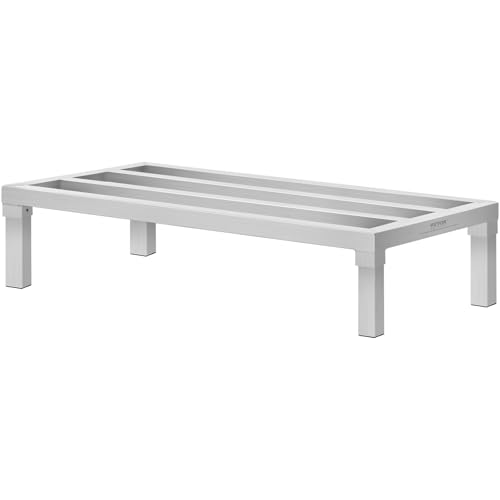 VEVOR Aluminum Dunnage Rack, 36β x 20β Commercial Food Floor Rack, 8β Off The Floor, 1800 lbs Capacity All-Welded Aluminum Storage Rack, for Storage in Restaurants, Kitchens, Garages and Vehicles