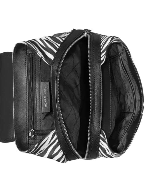 Michael Kors Raven Medium Black White Leather Backpack
