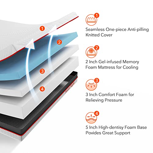 Sweetnight Twin Mattress, 10 Inch Gel Memory Foam Mattress in a Box for Cooling Sleep, Flippable Mattress with Two Firmness Preference, Pressure Relieving, CertiPUR-US Certified