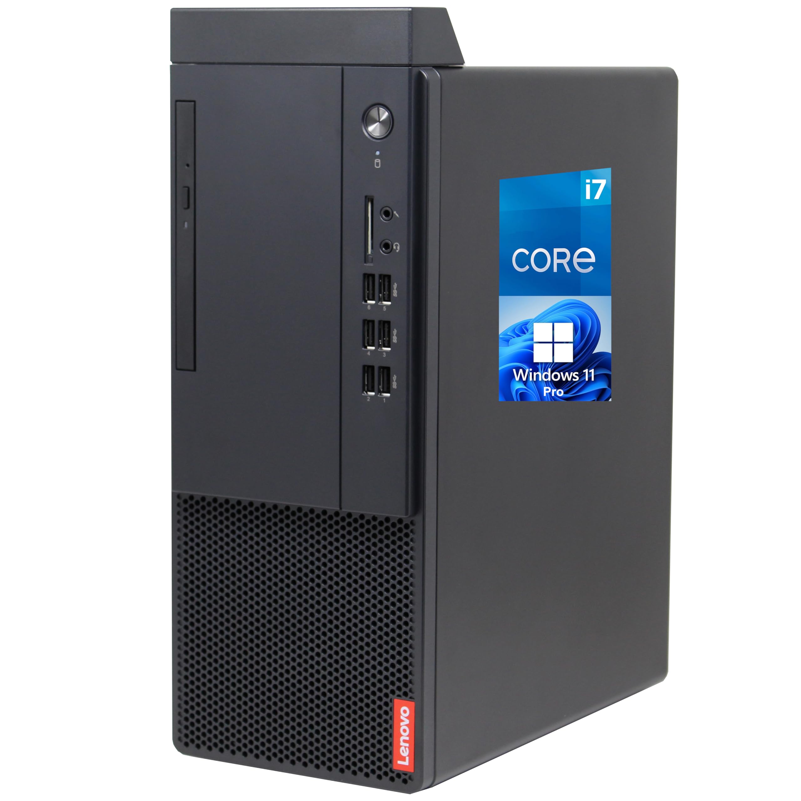 Lenovo V50T Desktop Tower, Intel i7-10700, 32GB RAM, 2TB NVMe SSD, HDMI, VGA, DVDRW, Card Reader, AC Wi-Fi, BT 5.1, Windows 11 Pro, Black
