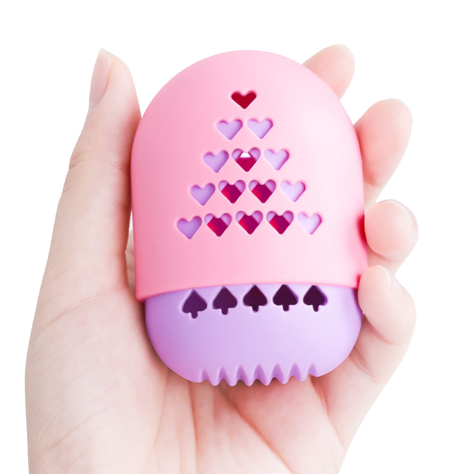 Pefetis Makeup Sponge Holder, Silicone Beauty Blender Case Travel Washable and Ventilated Makeup Egg Holder for Gift (Purple & Pink)