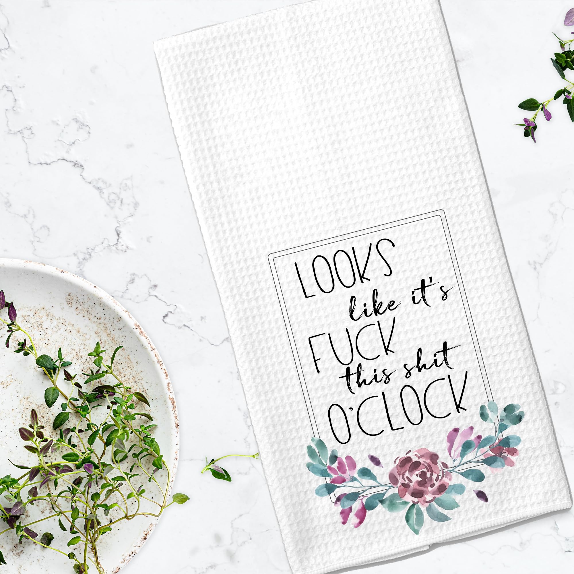 Looks like it's F*ck the Sh*t O'clock, Funny Kitchen Tea Bar Towel Gift for Women Microfiber